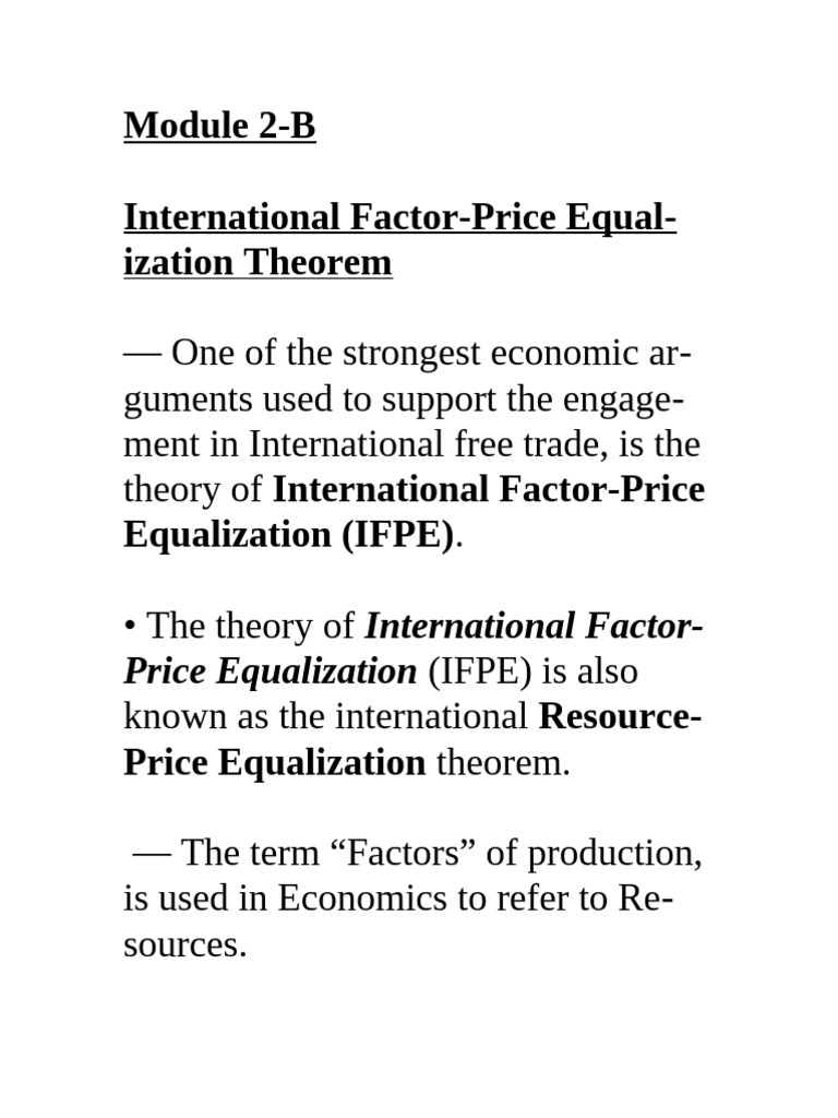 International Factor-Price Equalization Theorem | PDF | Labour ...