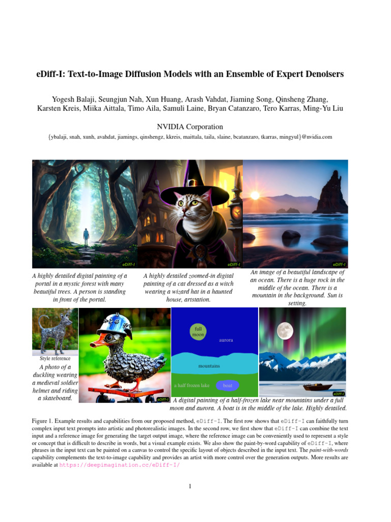 EDiff-Text-To-Image Diffusion Models With An Ensemble of Expert ...