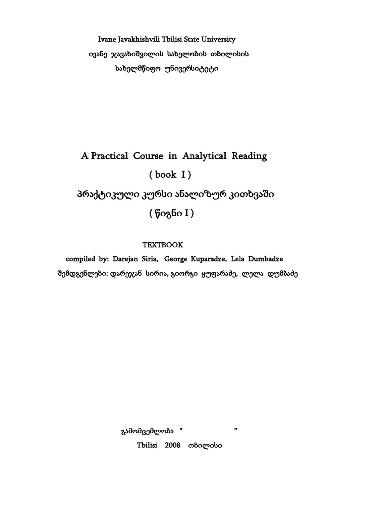 Analytical Reading Book 1 | PDF | Verb | Word