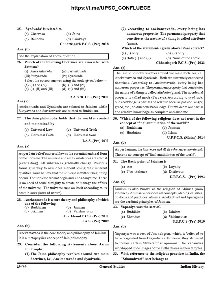 Jainism Doctrines and Philosophy Quiz | PDF | Religious Faiths | Indology