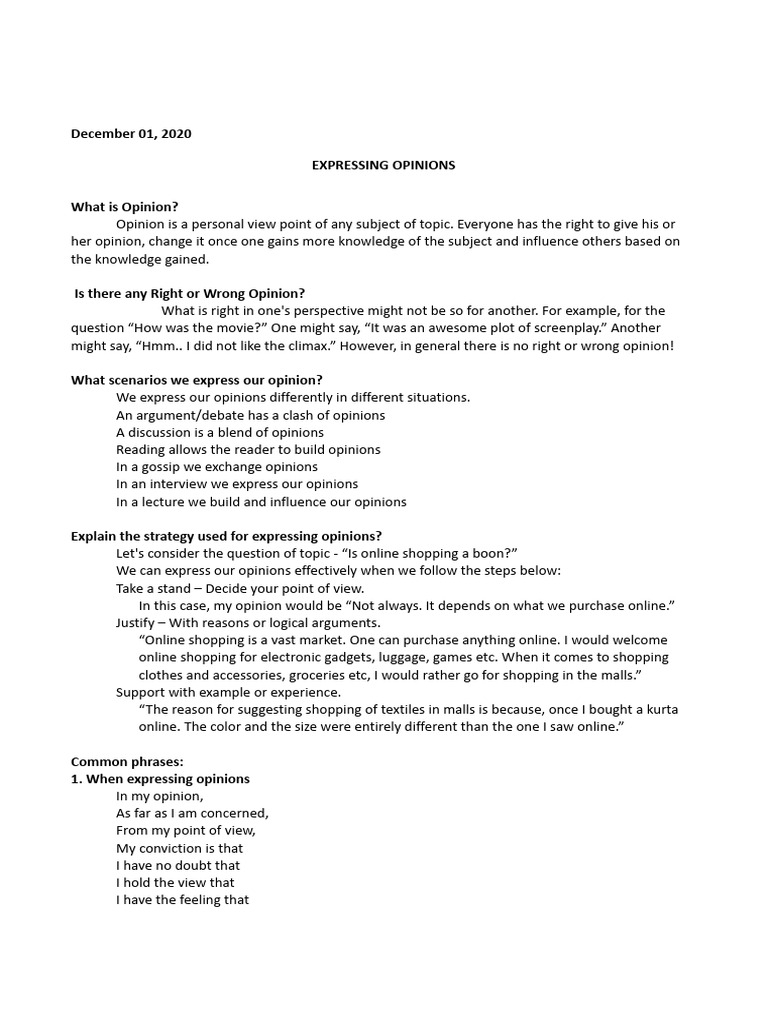 A5 ExpressingOpinions Dec1 2020 PDF | PDF | News