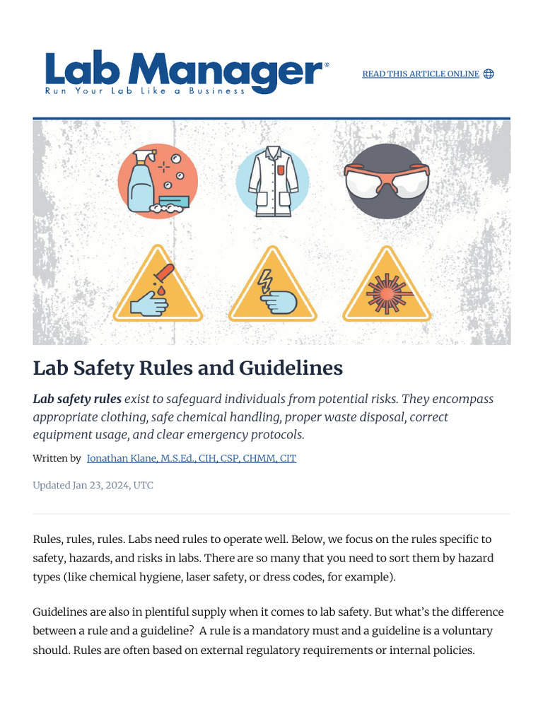 Essential Lab Safety Rules and Guidelines | PDF | Laboratories