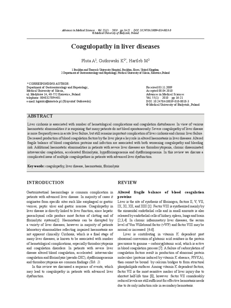 Coagulopathy in Liver Diseases | Coagulation | Cirrhosis