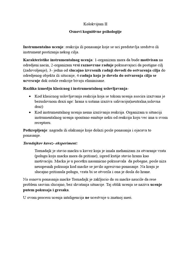 Kognitivna Psihologija 2 | PDF