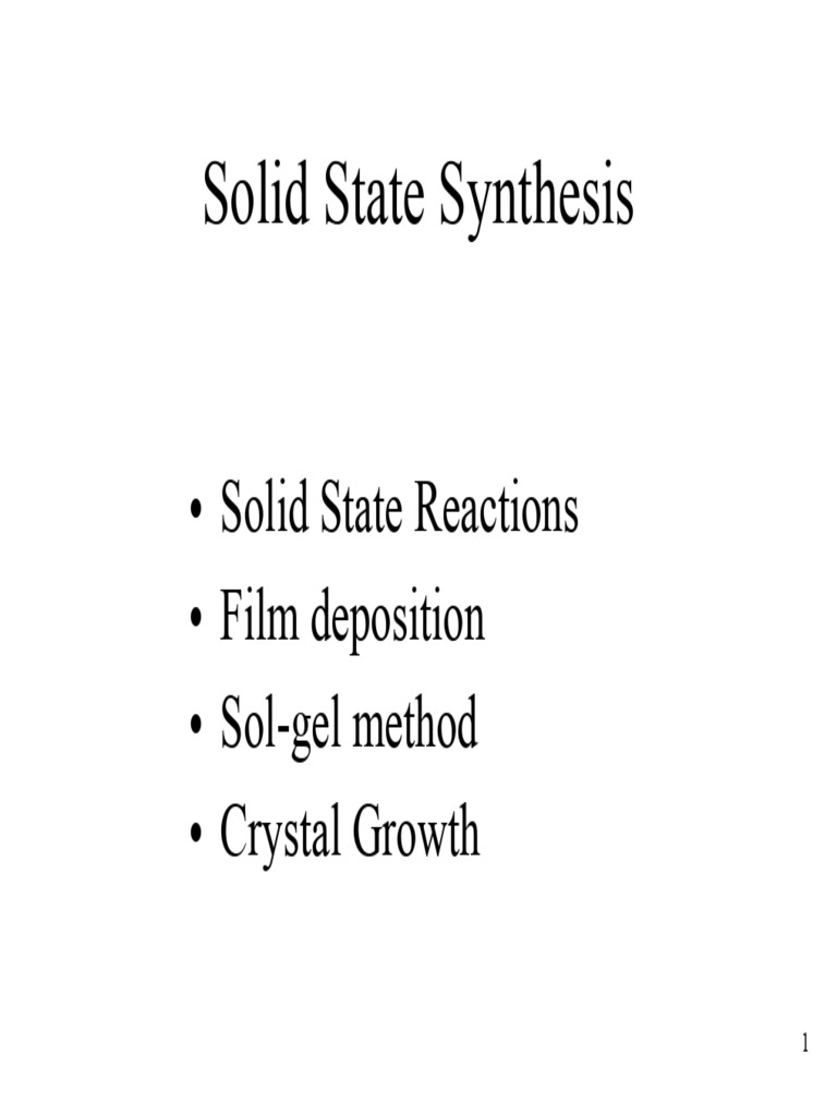 Solid State Synthesis Techniques Overview | PDF | Salt (Chemistry ...