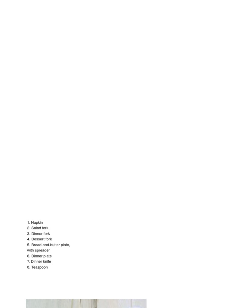 Basic Rules For Table Setting | PDF