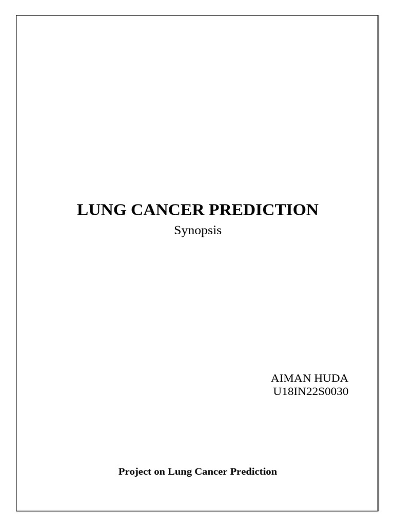 Project Synopsis on Lung Cancer Prediction | PDF | Machine Learning ...