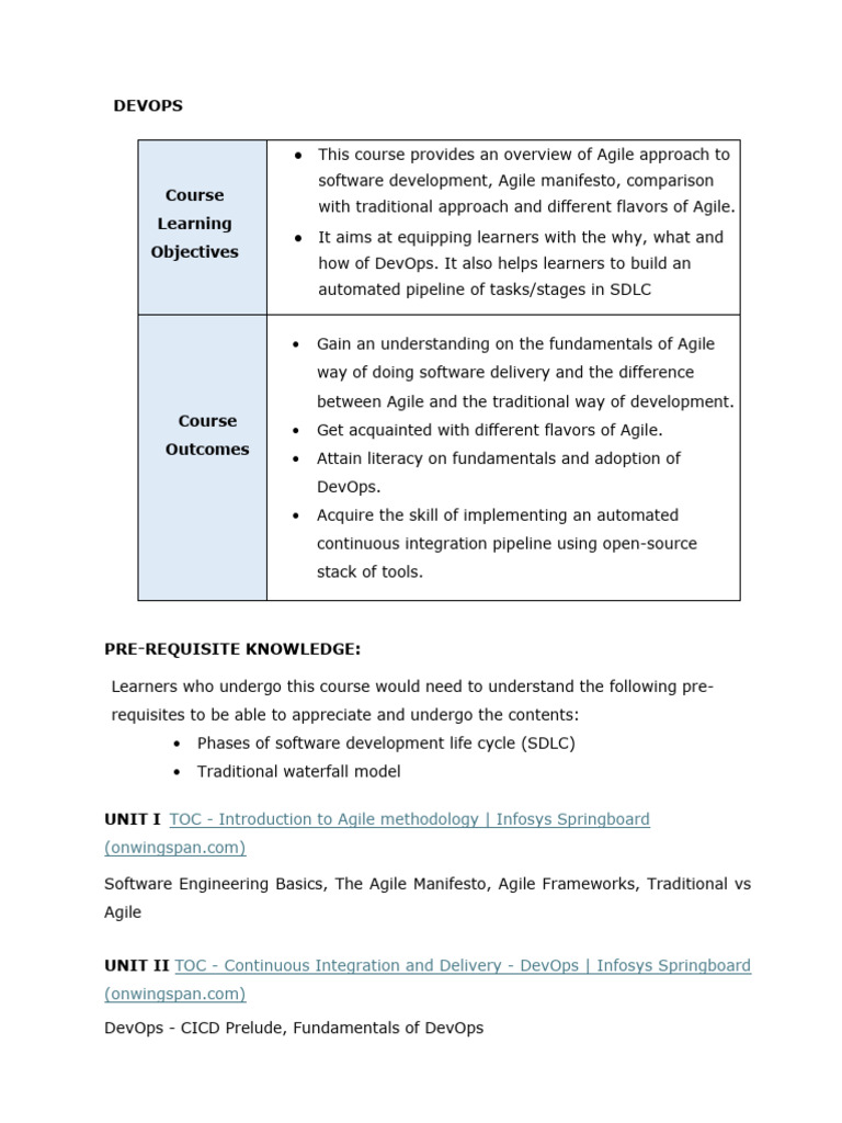 Syllabus NM Infosys DevOps | PDF | Agile Software Development | Software Development Process