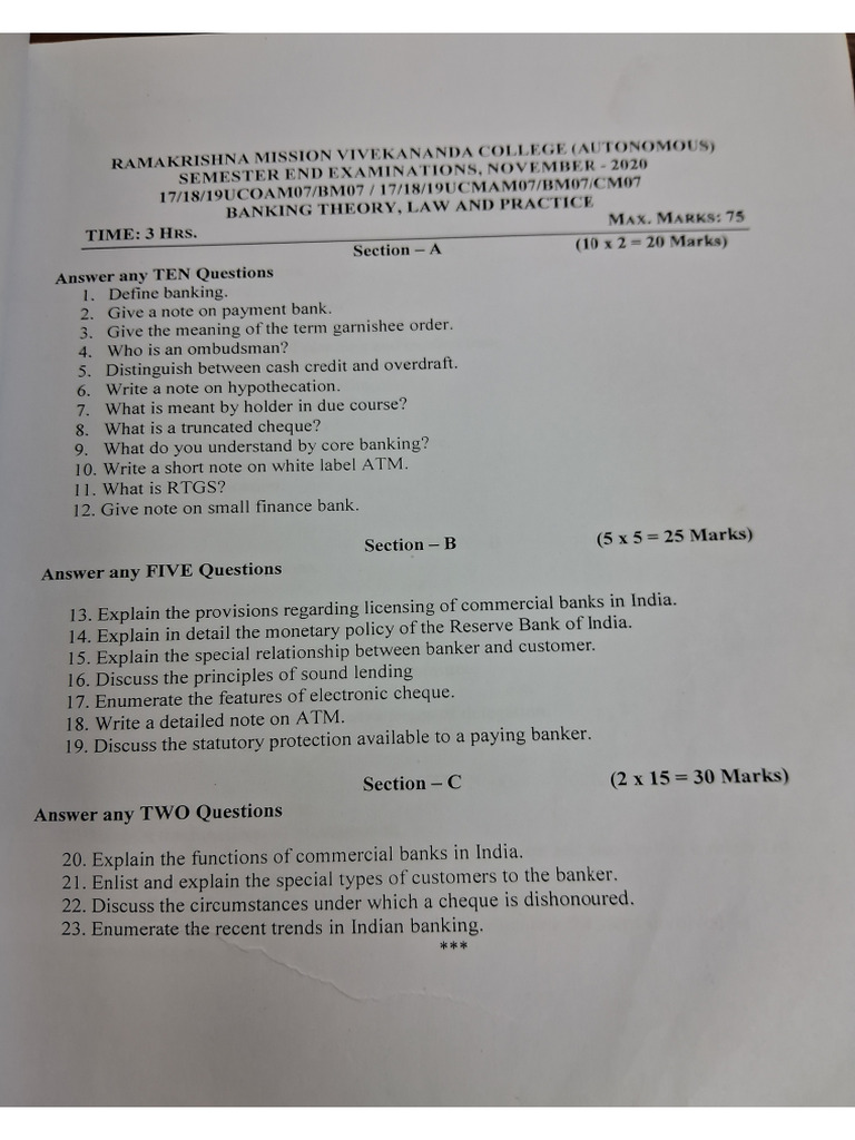 Question Paper 2020 | PDF