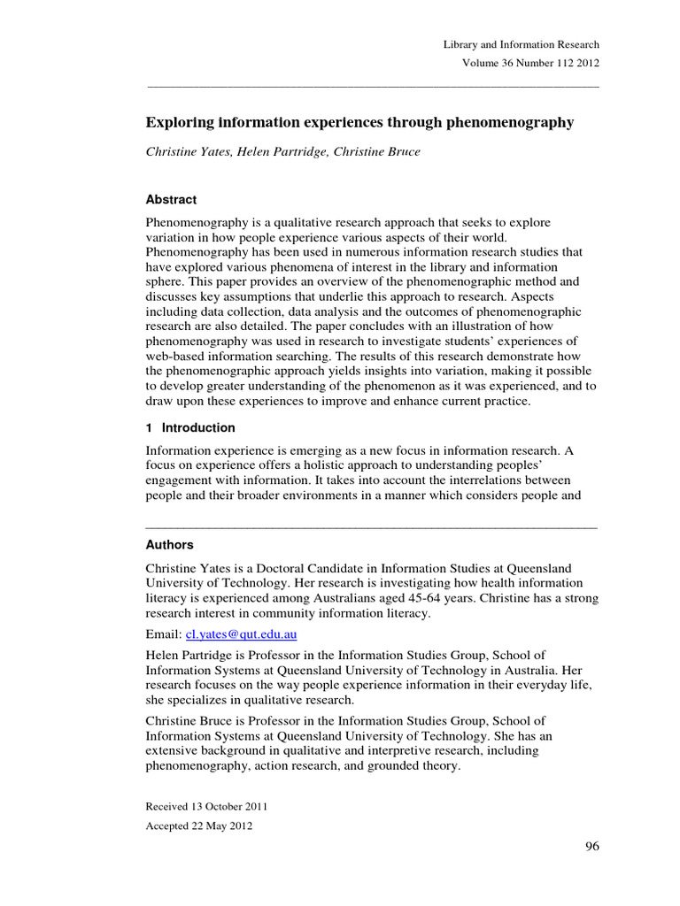 Understanding Phenomenography in Research | PDF | Experience | Ontology