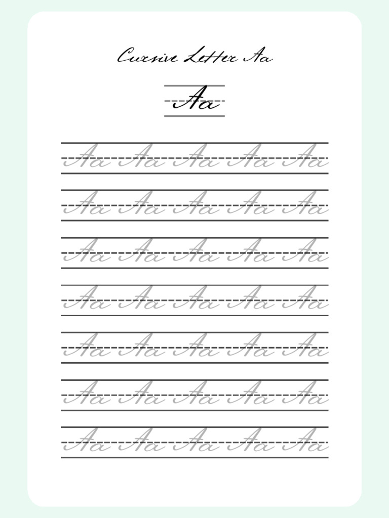 Green Cursive Letters Handwriting Worksheet (1) | PDF | Western ...