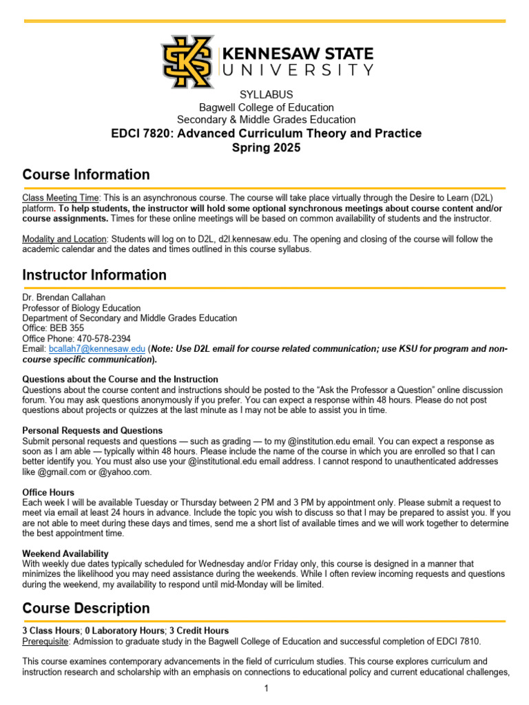Advanced Curriculum Theory Syllabus | PDF | Curriculum | Peer Review