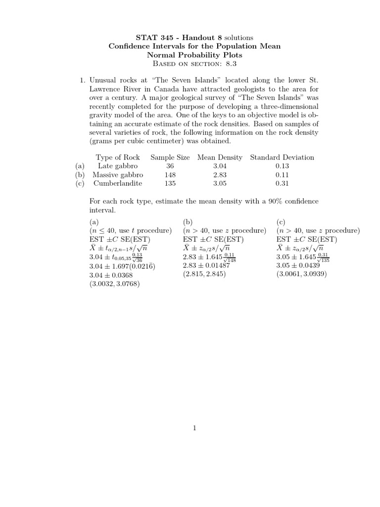 Handout 8 Sol | PDF | Statistical Analysis | Teaching Mathematics