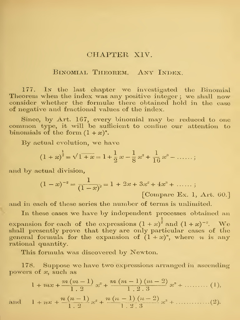 Binomial Theorem for Any Index | PDF | Multiplication | Mathematical ...
