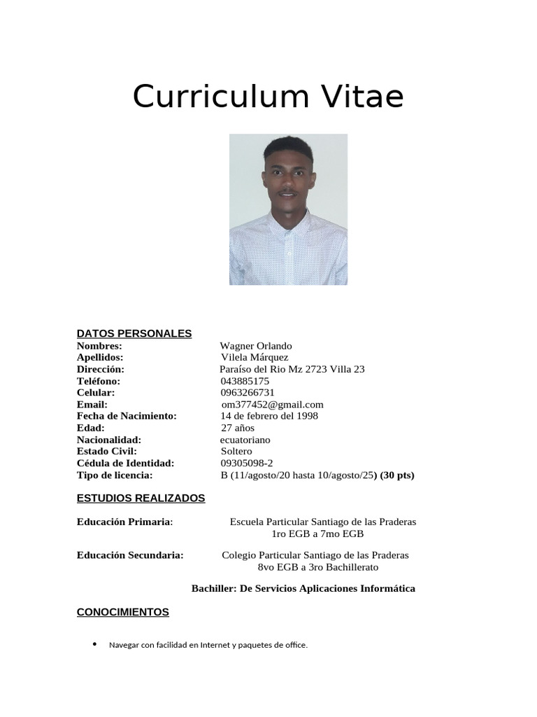 Currículum Vitae 2025 de Wagner Vilela | PDF