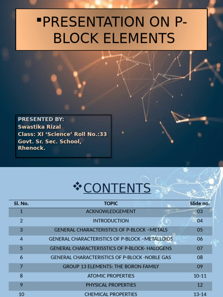 P-Block Elements Overview and Properties | PDF | Carbon | Silicon
