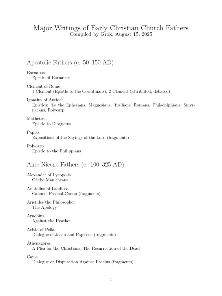 Church Father Writings | PDF | Church Fathers | Origen