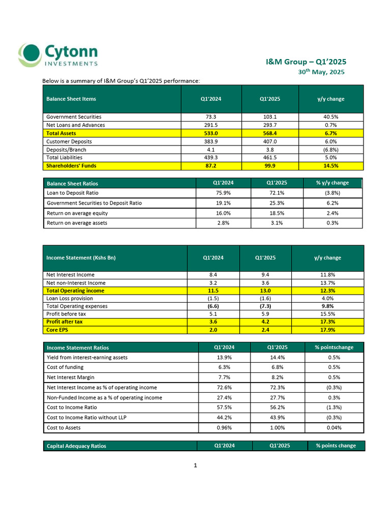 earnings-note-q1-2025-imv3 | PDF | Balance Sheet | Income Statement