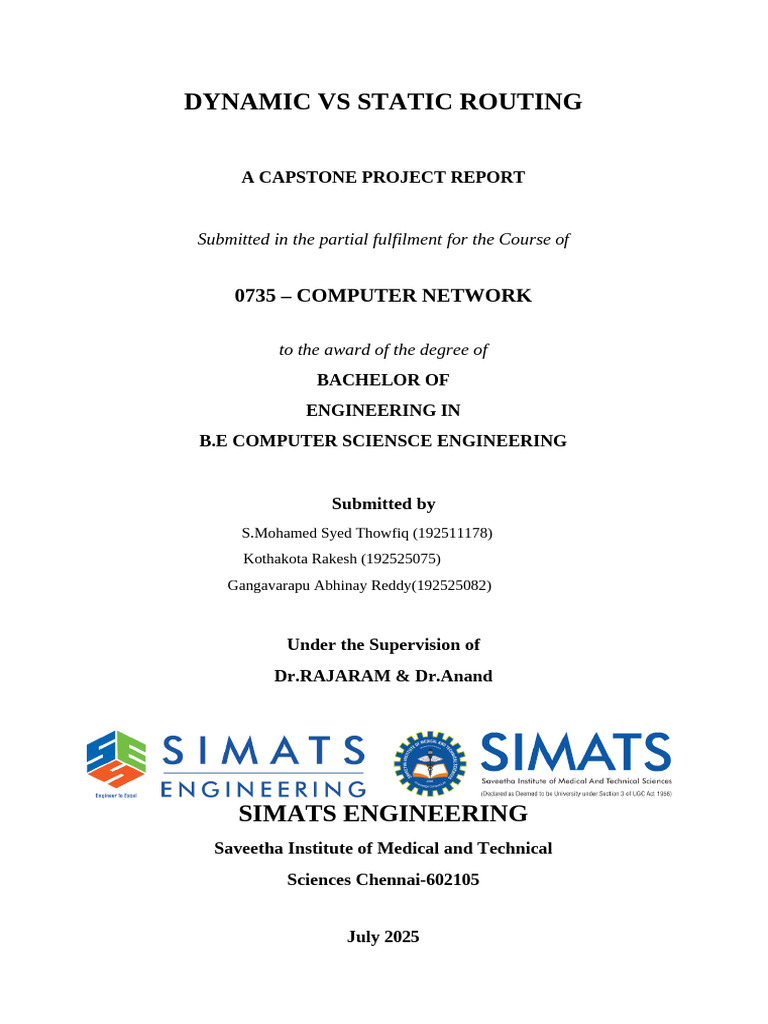 Dynamic vs Static Routing Efficiency Report | PDF | Engineering