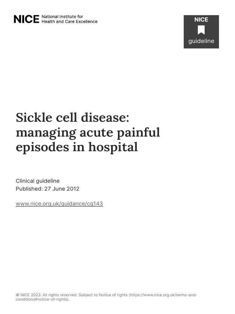 Sickle Cell Disease Managing Acute Painful Episodes in Hospital | PDF ...