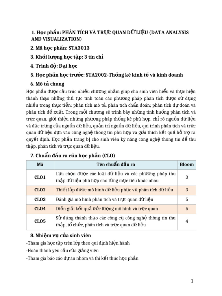 STA3013 Phan Tich Va Truc Quan Du Lieu | PDF