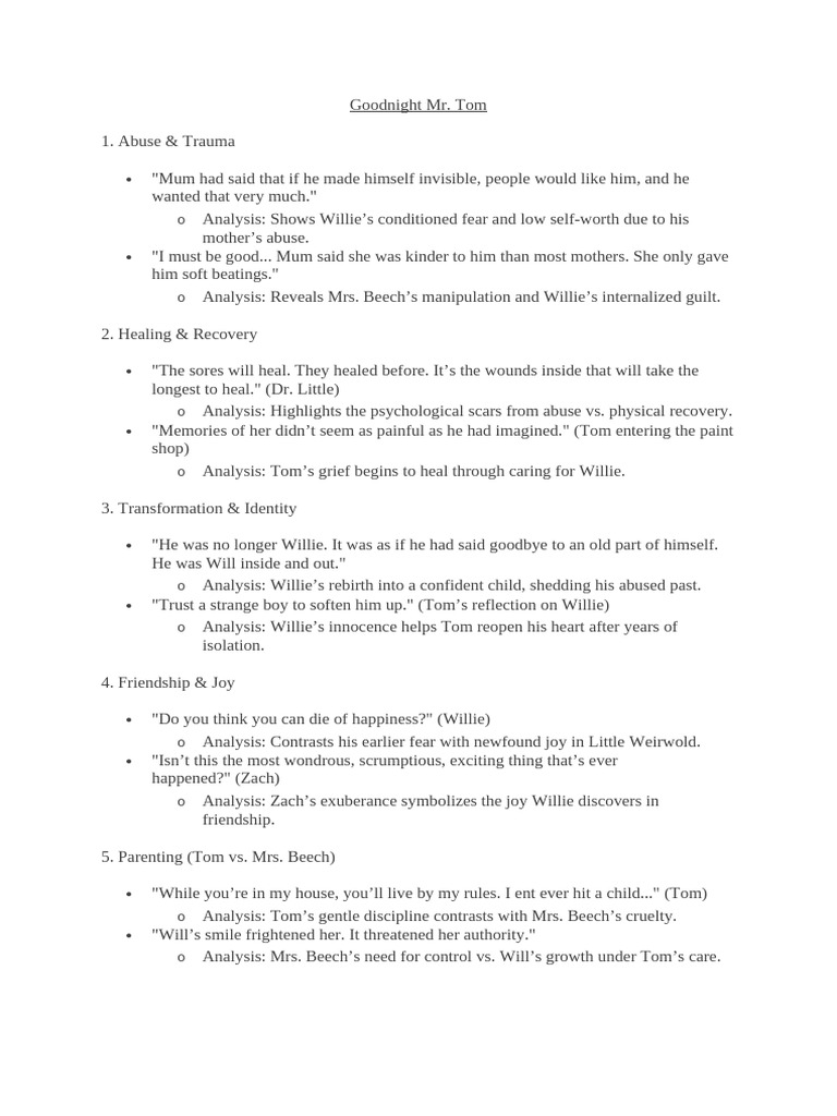 Goodnight Mr. Tom Useful Quotes | PDF | Grief