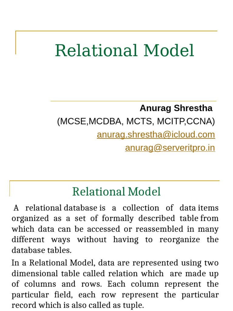 Understanding the Relational Model | PDF | Relational Database ...
