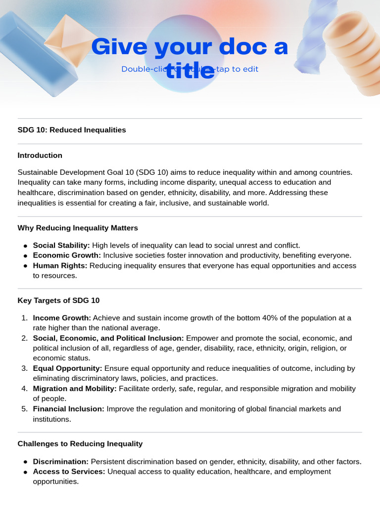 SDG 10 Reduced Inequalities | PDF | Economic Inequality | Discrimination & Race Relations