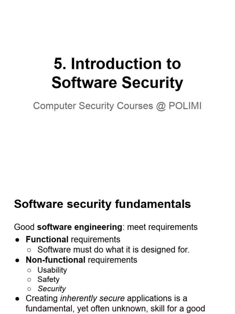 Introduction To Software Security (2025) | PDF | Software Engineering | Security Engineering