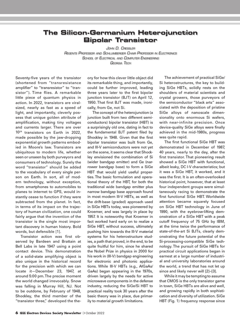 The Silicon-Germaniun Heterojunction Bipolar Transistor - John Cressler ...