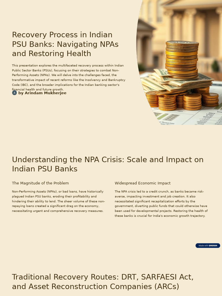 Recovery Process in Indian PSU Banks Navigating NPAs and Restoring Health | PDF | Bankruptcy ...