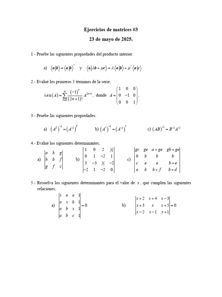 Ejercicios de Matrices #3 | PDF