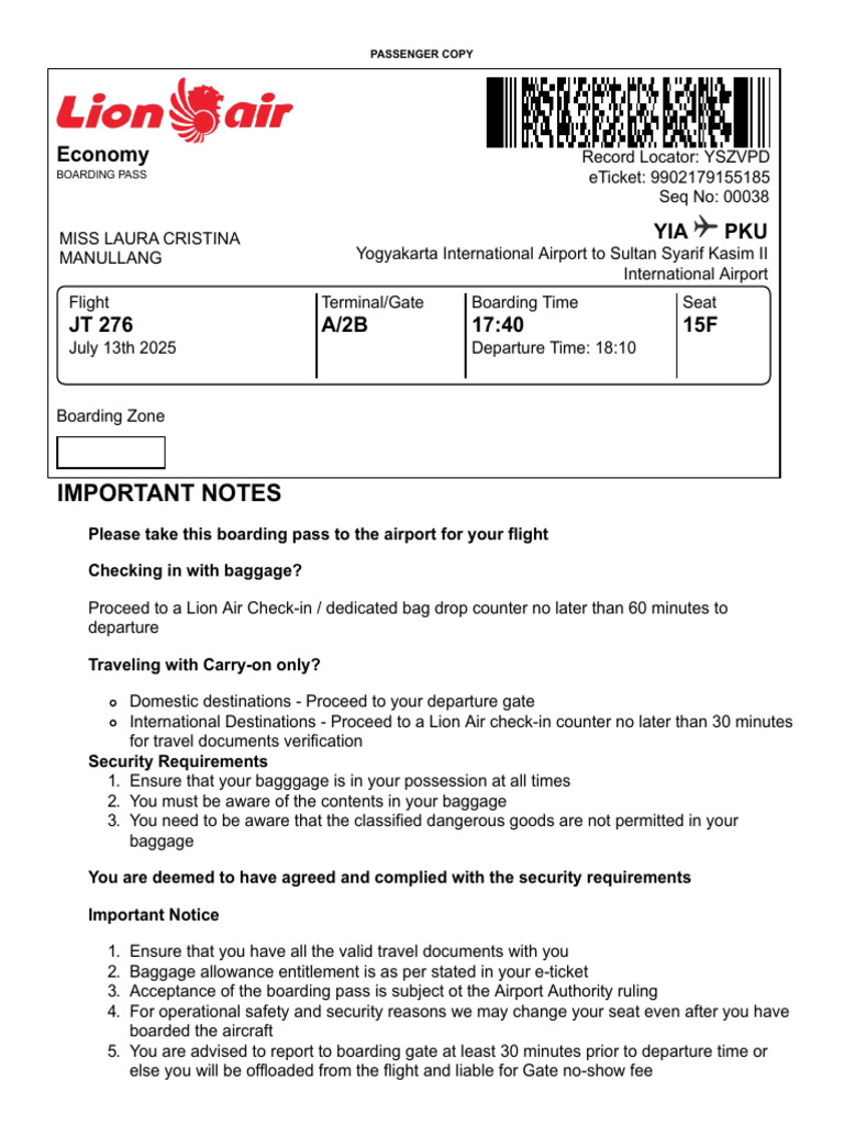 Miss Laura Cristina Manullang | PDF | Aviation