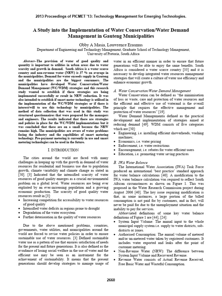 Water Conservation Strategies in Gauteng | PDF | Smart Grid | Water ...