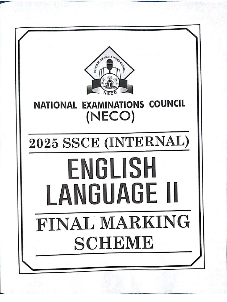 NECO 2025 English Marking Scheme | PDF