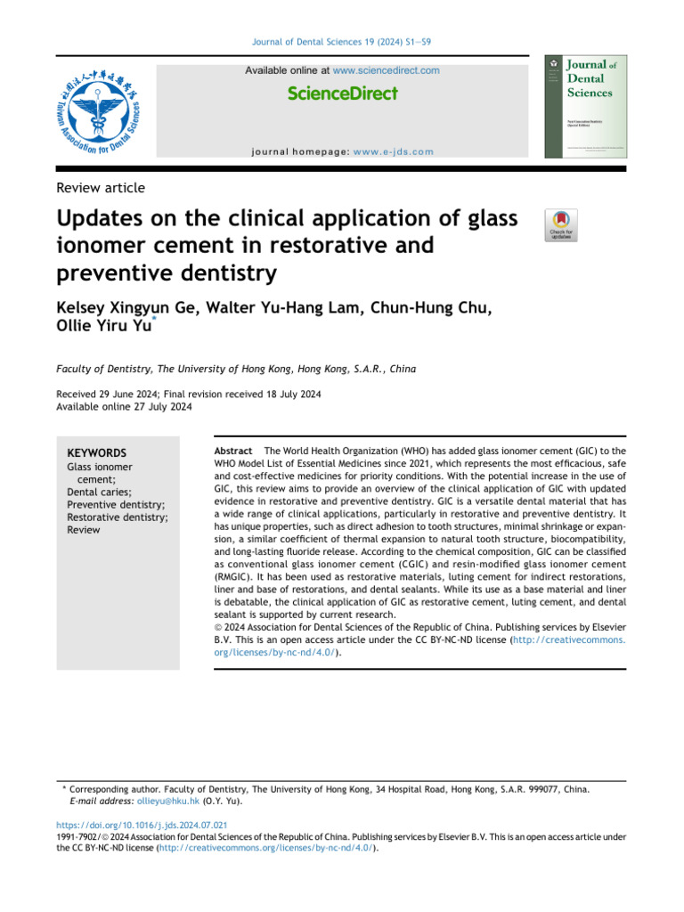 Artículo Ionomero de Vidrio | PDF | Dental Composite | Dental Material