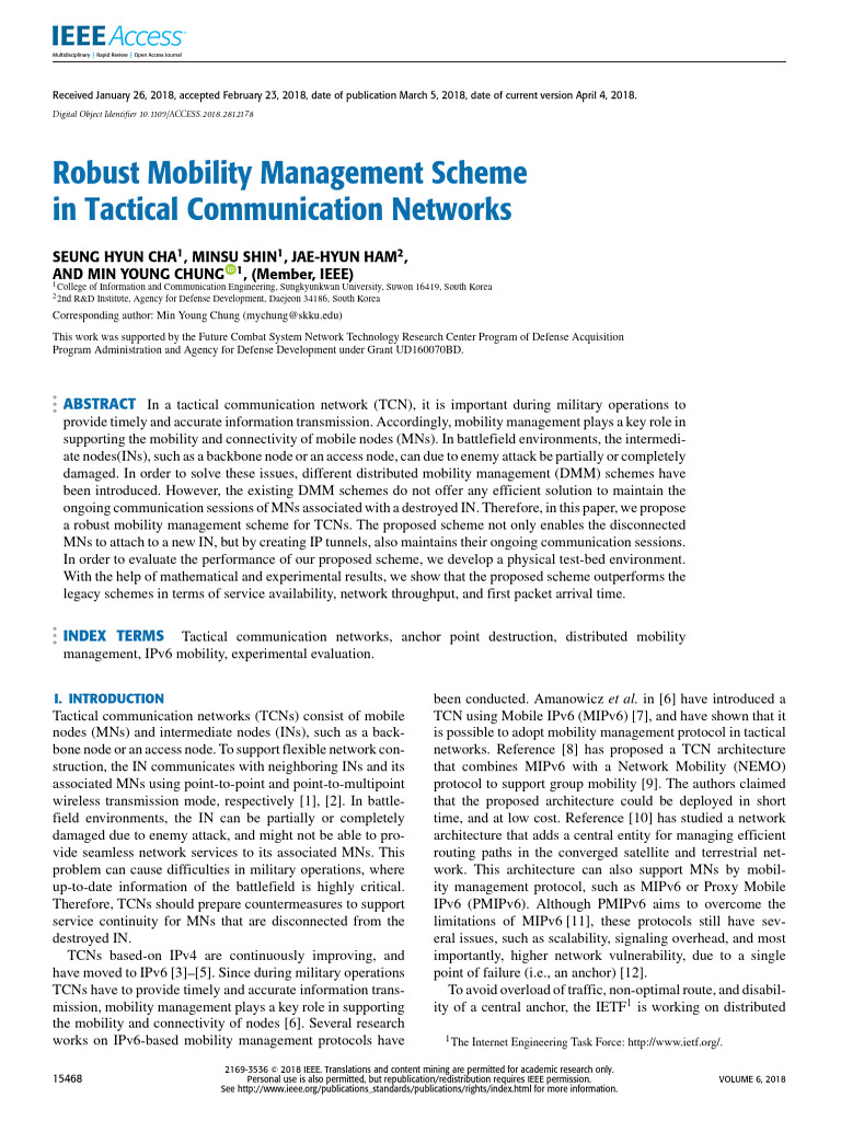 Robust Mobility Management Scheme in Tactical Communication Networks ...