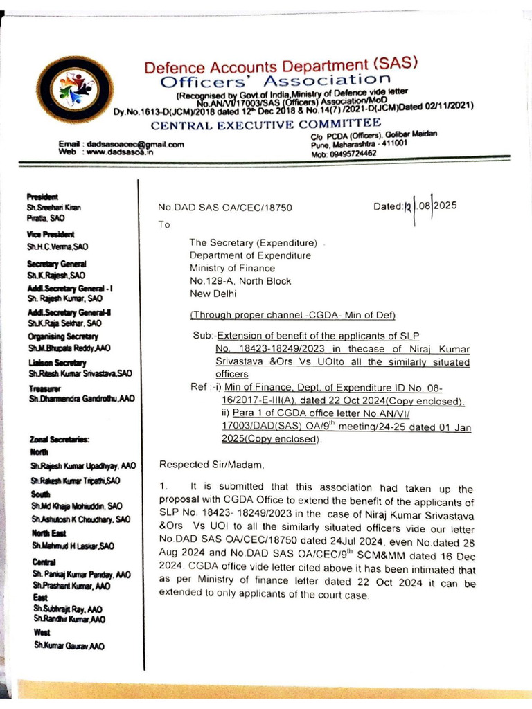 Letter To MoF For Grant of 18750 | PDF