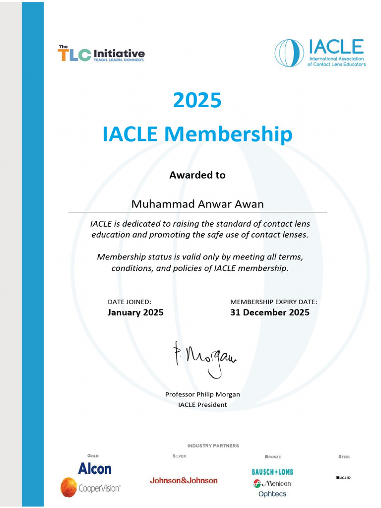 IACLE Member Certificate - Muhammad Anwar Awan | PDF