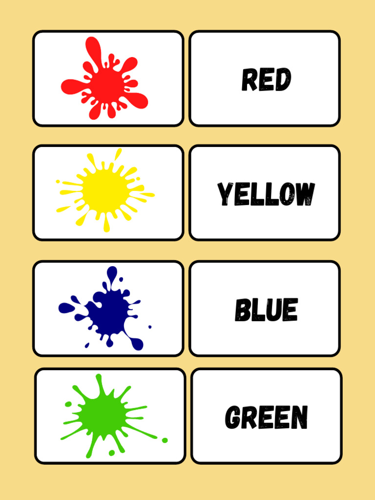 Colores Vocabulario Flashcards | PDF