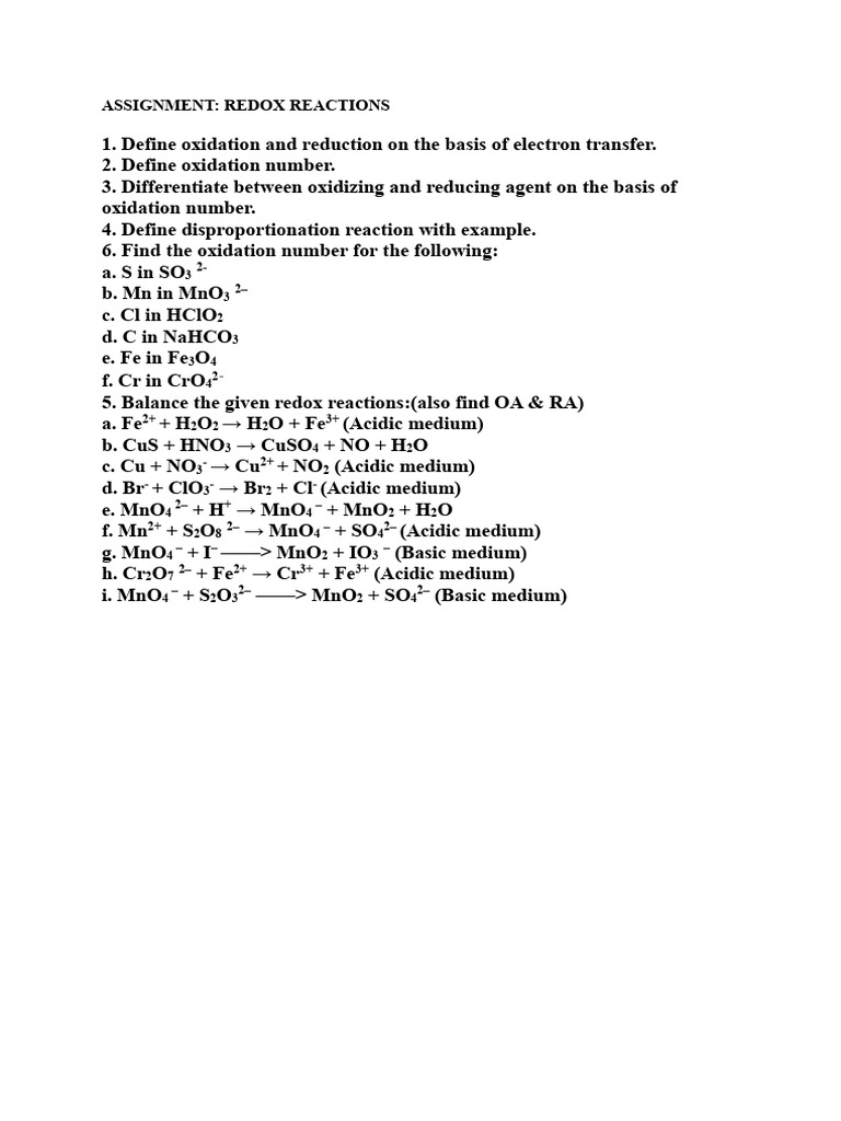 Understanding Redox Reactions and Balancing | PDF