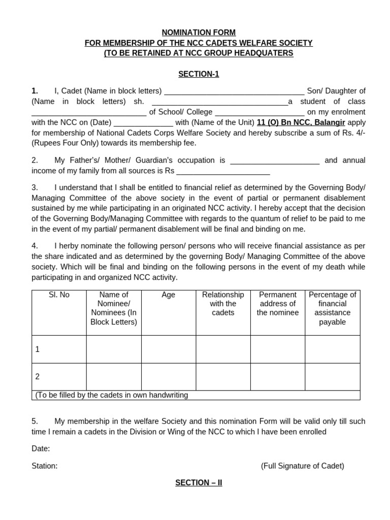 Cws Nomination Form | PDF