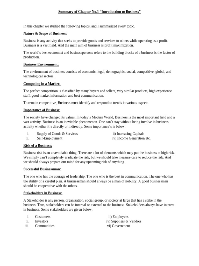 Summary of Ch. No.1. M Saad (Roll No. 12) | PDF