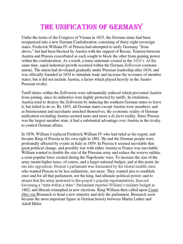 Bismarck and the Unification of Germany | PDF | German Empire | Otto ...