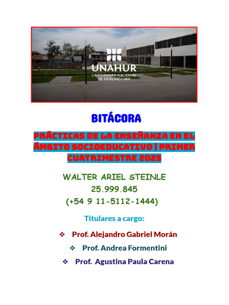 Bitacora Socioeducativa Walter Steinle | PDF | Enseñando | Plan de estudios