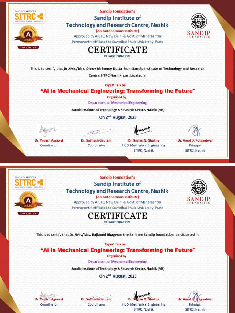 Certificates - AI in Mechanical Engineering | PDF | Career And ...