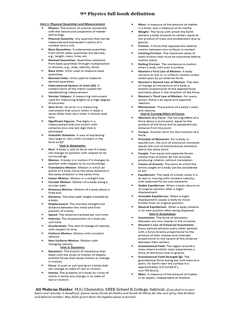 9th Grade Physics Overview | PDF | Force | Heat
