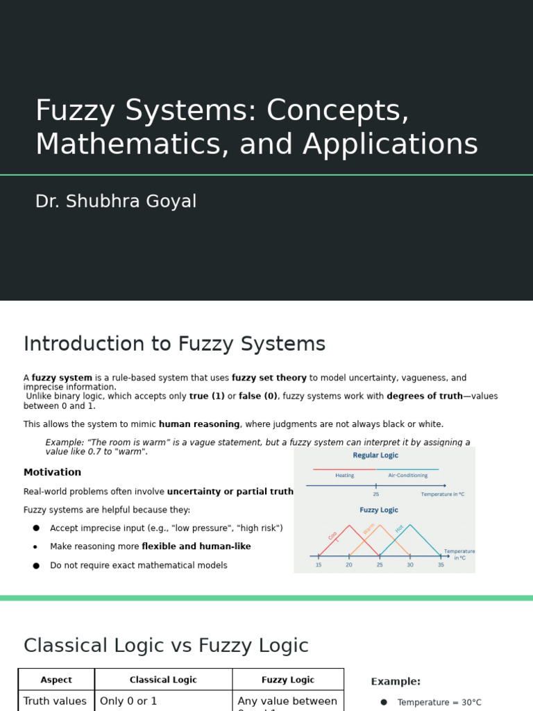 Fuzzy Systems: Concepts and Applications | PDF | Fuzzy Logic | Cluster ...