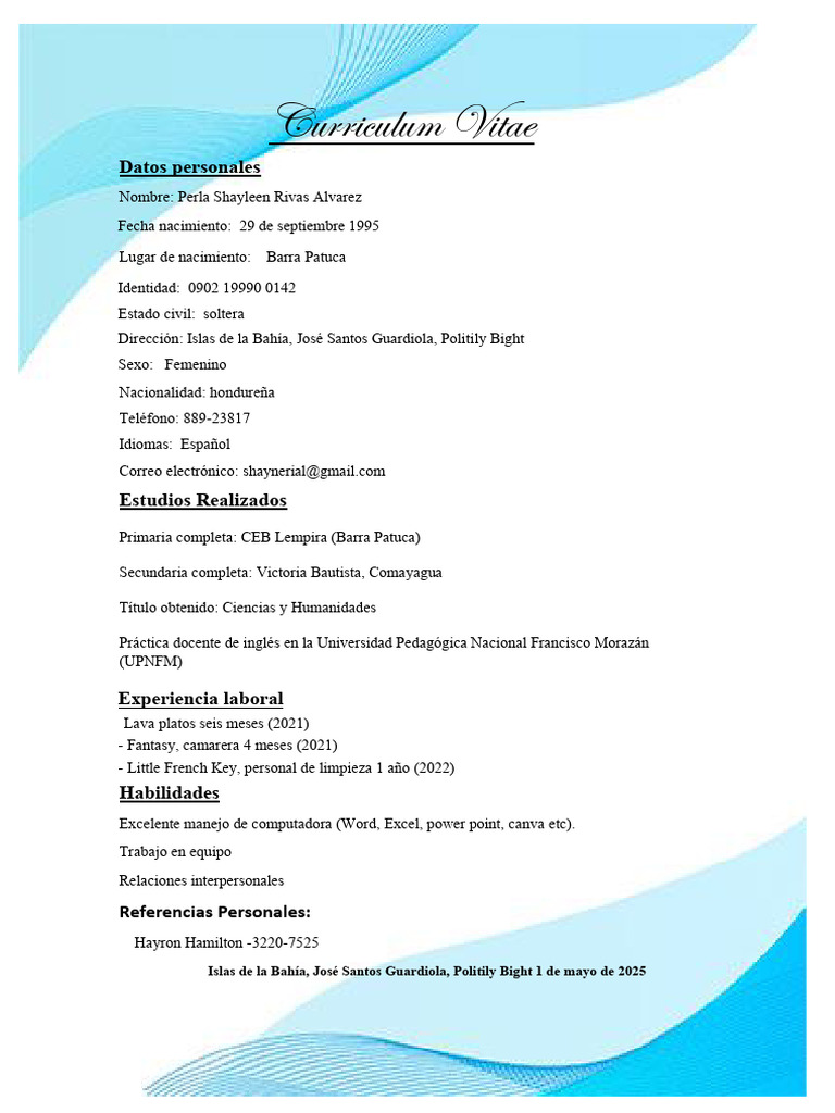 Curriculum Vitae de Perla Rivas | PDF