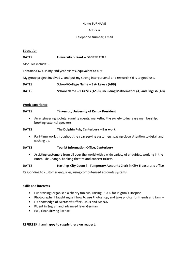 Part Time Cv Example | PDF